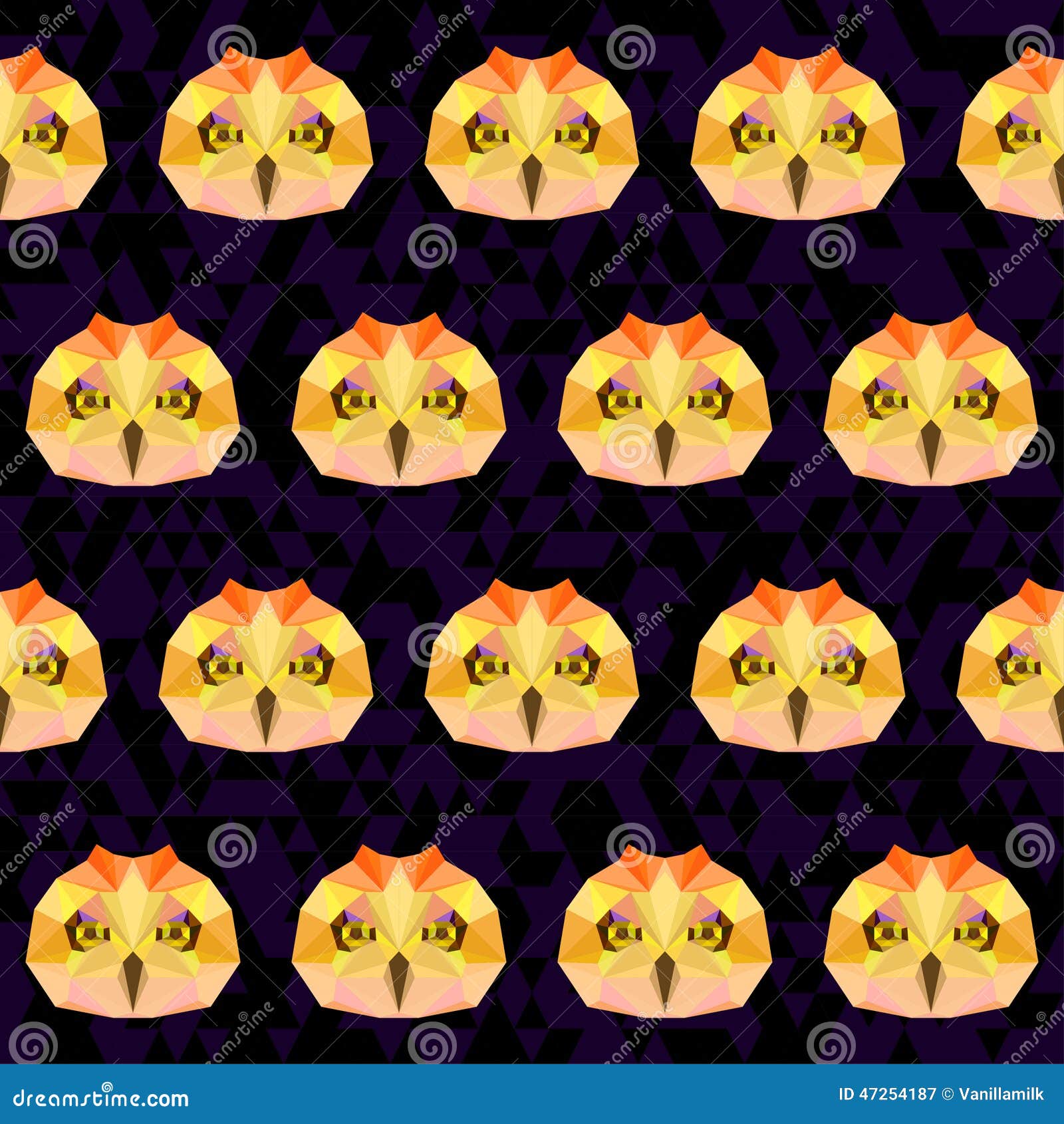 Bright Abstract Geometric Polygonal Owl Seamless Pattern Background ...