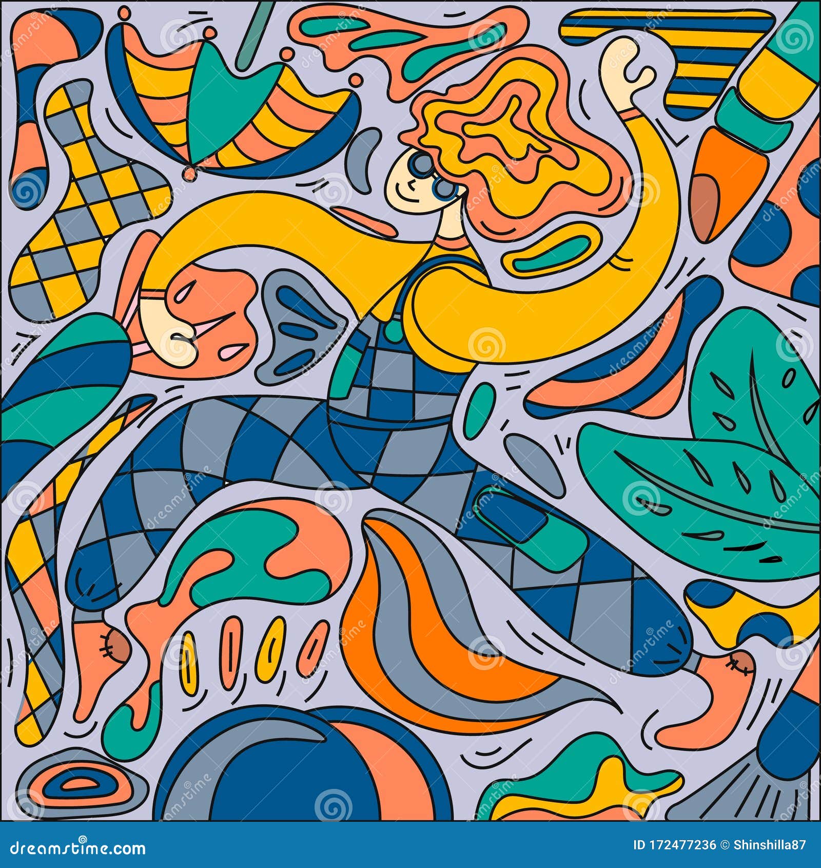 Bright Abstract Illustration Depicting a Man. Surreal Patterns and ...