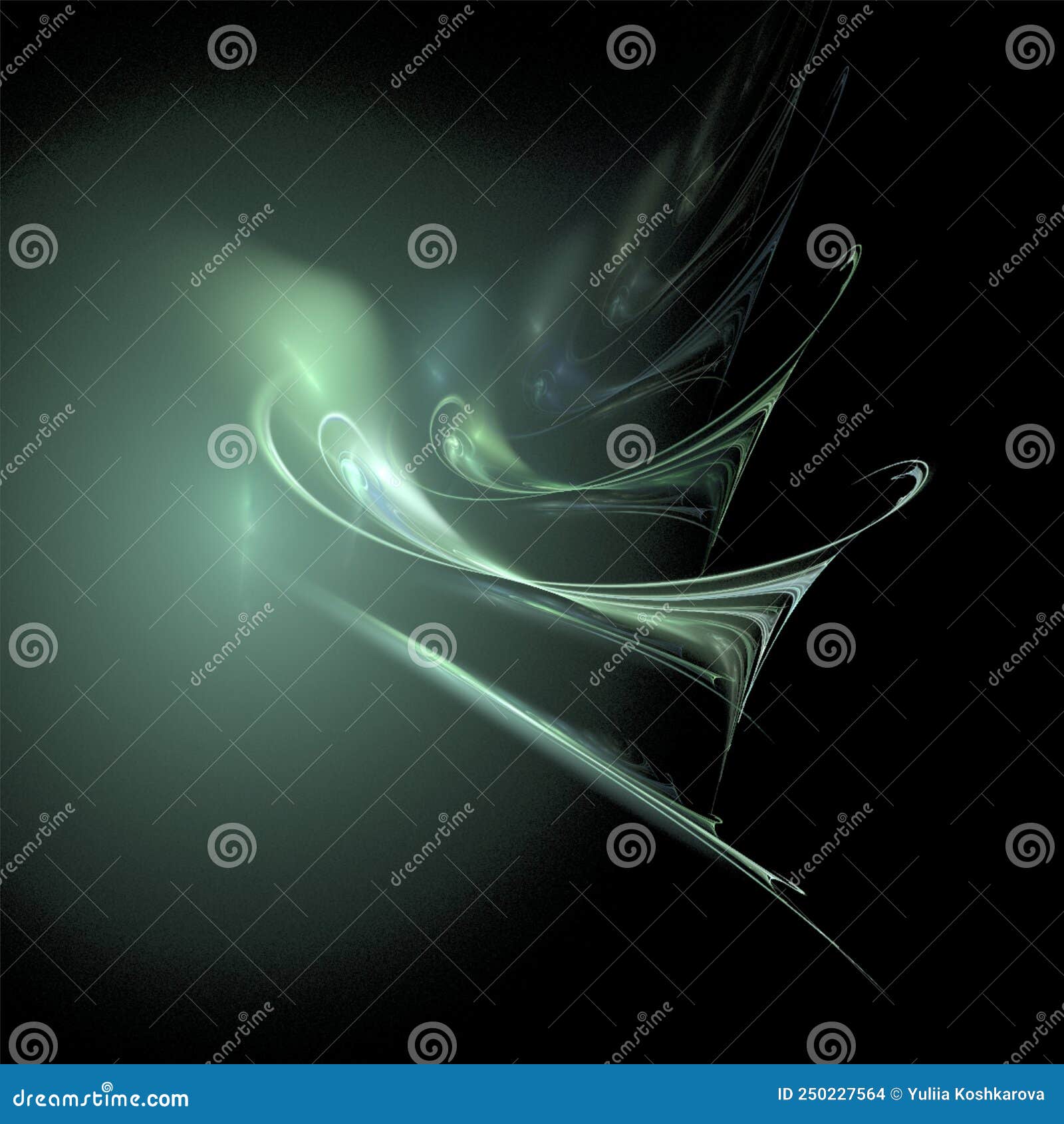 Bright Abstract Linear Background, Green Digital Drawing on Black ...