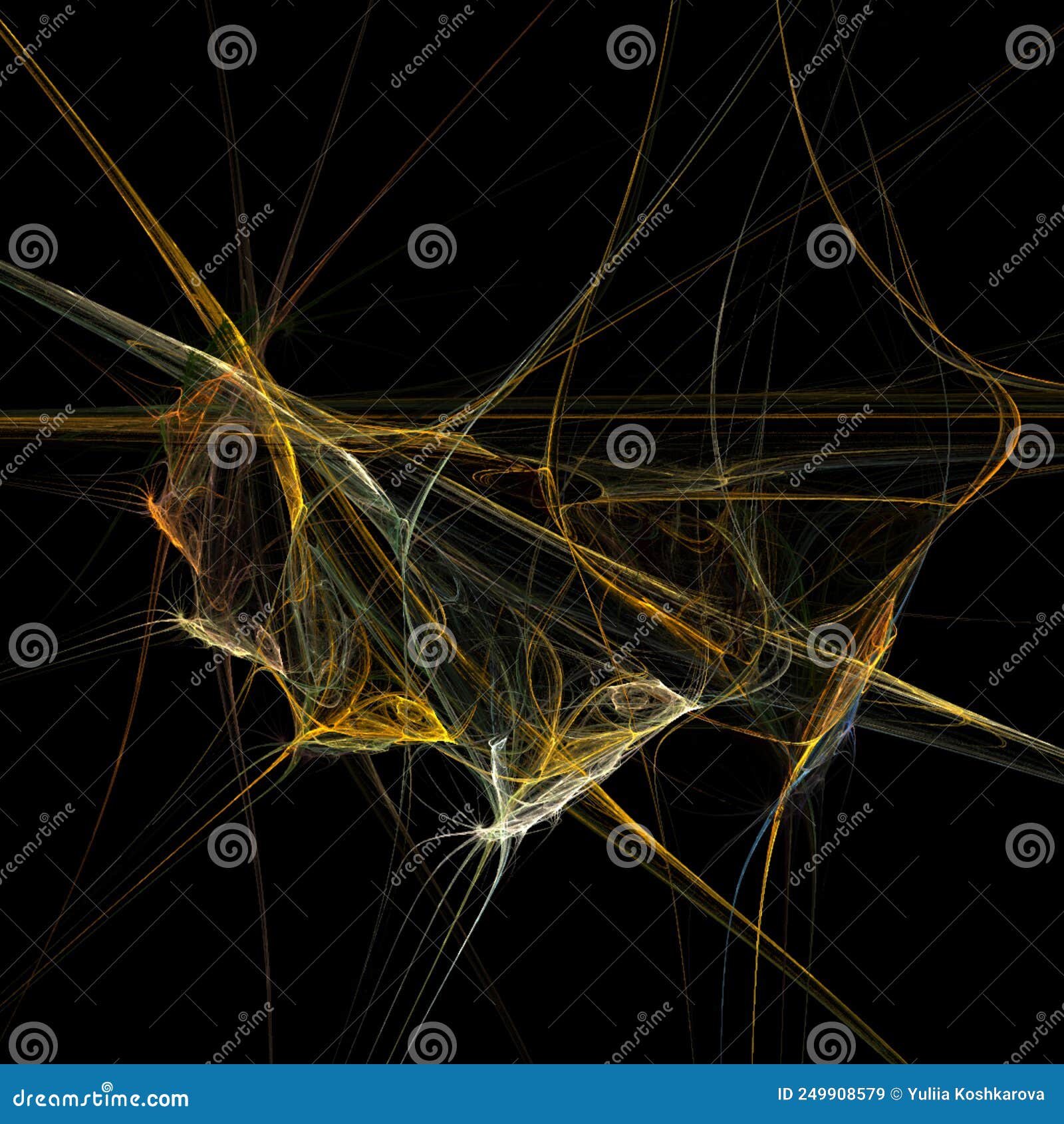 Bright Abstract Linear Background, Light Digital Drawing on Black ...