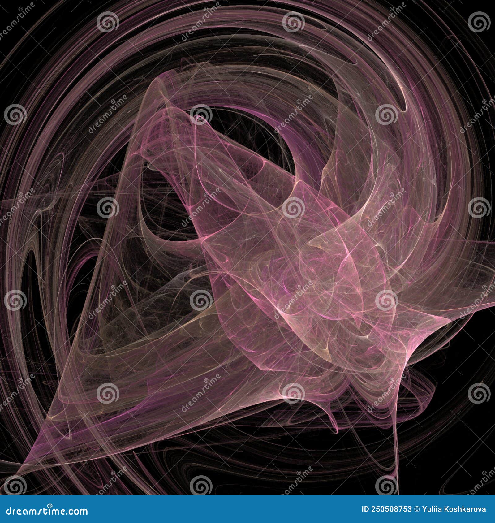 Bright Abstract Linear Background, Pink Digital Drawing on Black ...