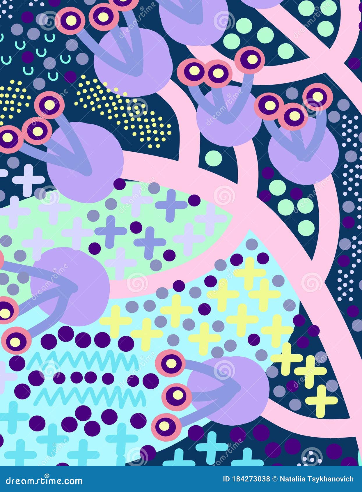 Artistic Header with Flowers and Leaves. Graphic Design. Hand Drawn ...