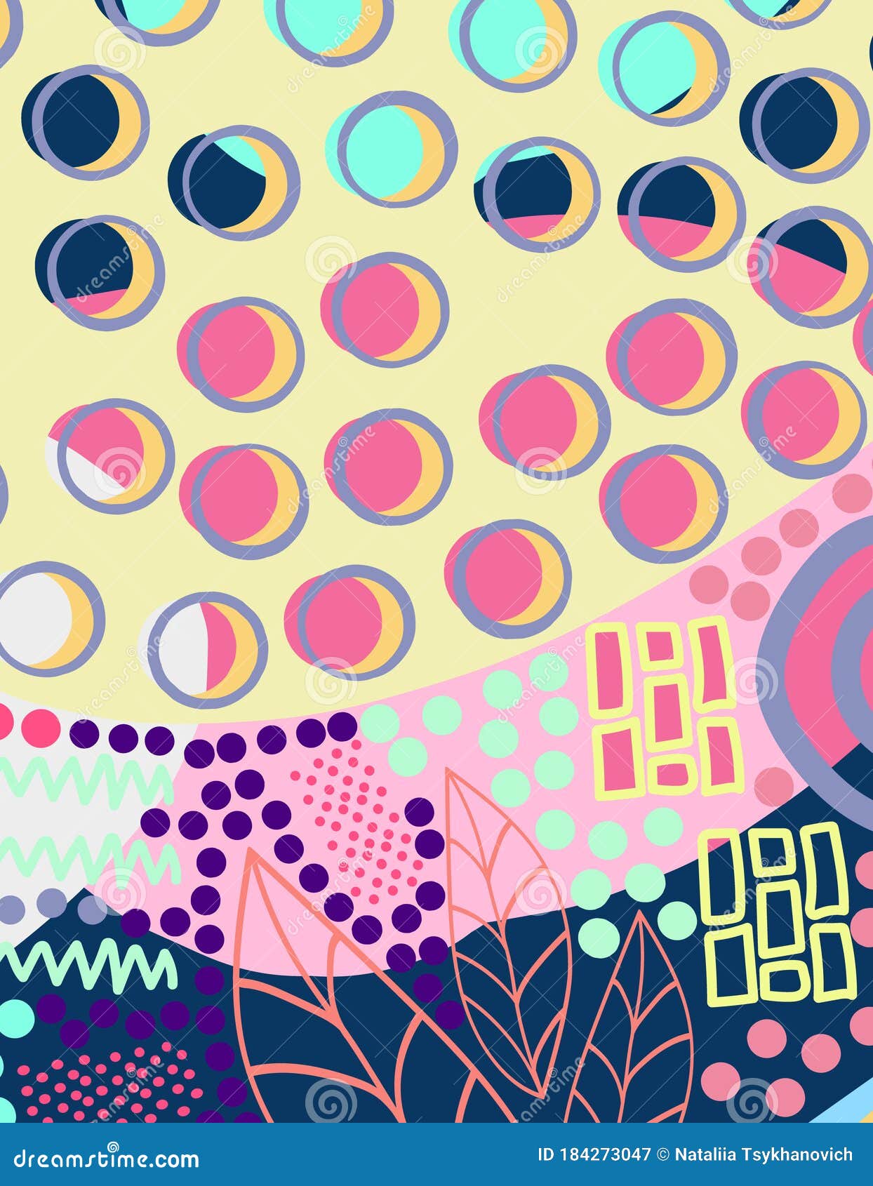 Artistic Header with Flowers and Leaves. Graphic Design. Hand Drawn ...