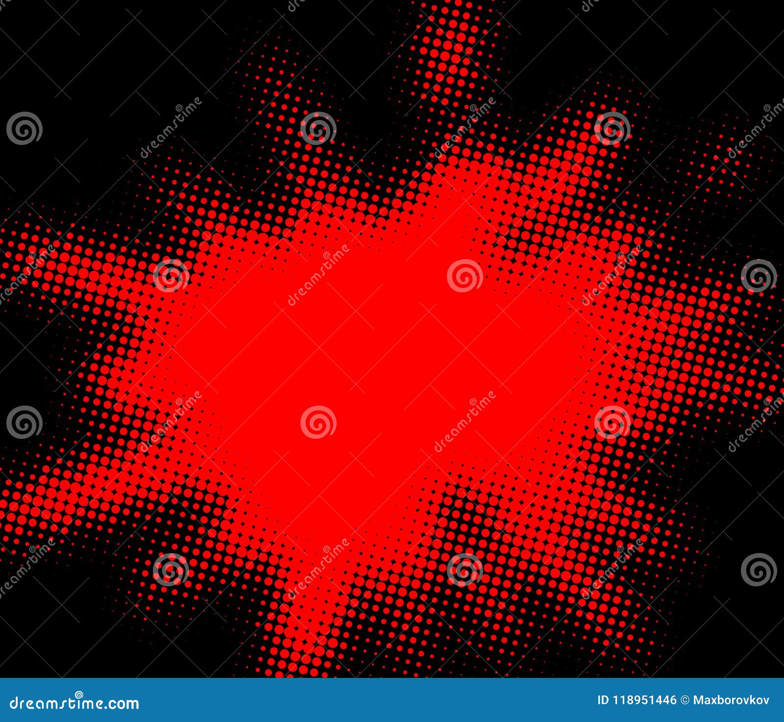 Red Dotted Halftone Pattern on Black. Stock Vector - Illustration of ...