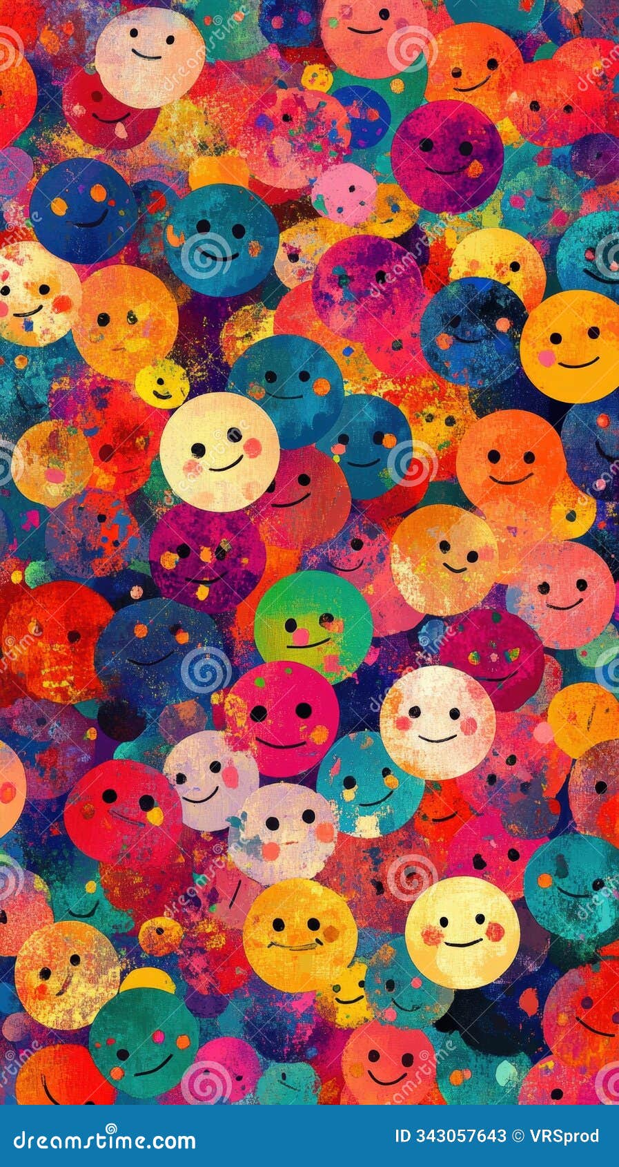 Bright Abstract Smiley Face Pattern on a Colorful Artistic Background ...