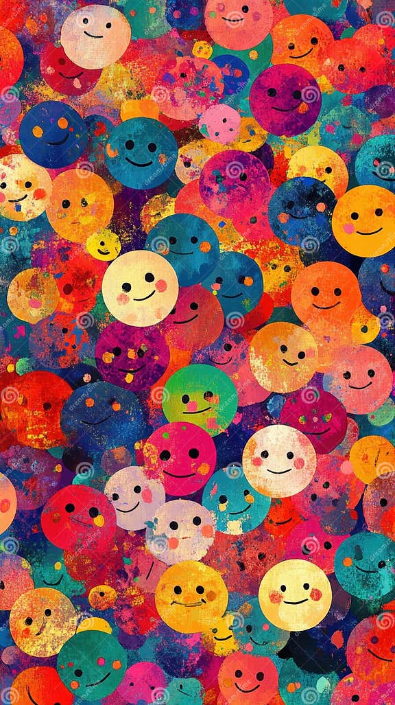 Bright Abstract Smiley Face Pattern on a Colorful Artistic Background ...