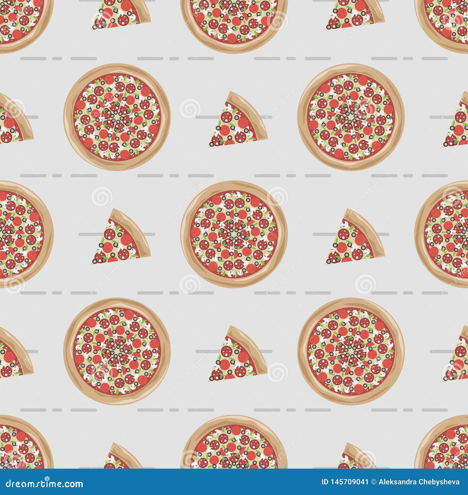 Bright Abstract Vector Colored Pizza Seamless Pattern Stock ...