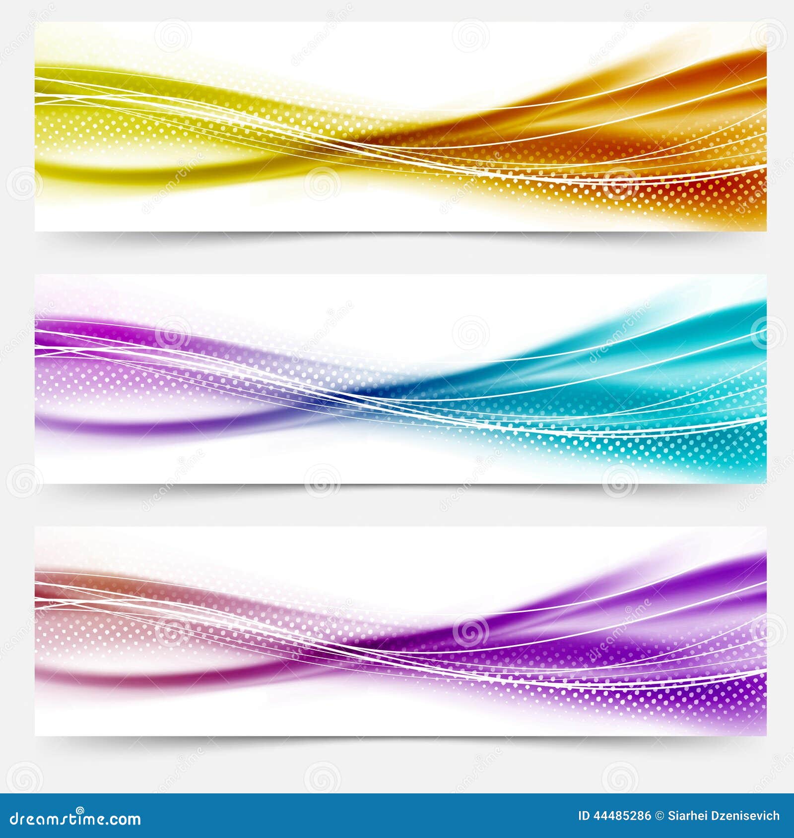 Bright Abstract Wave Footers with Lines Stock Vector - Illustration of ...