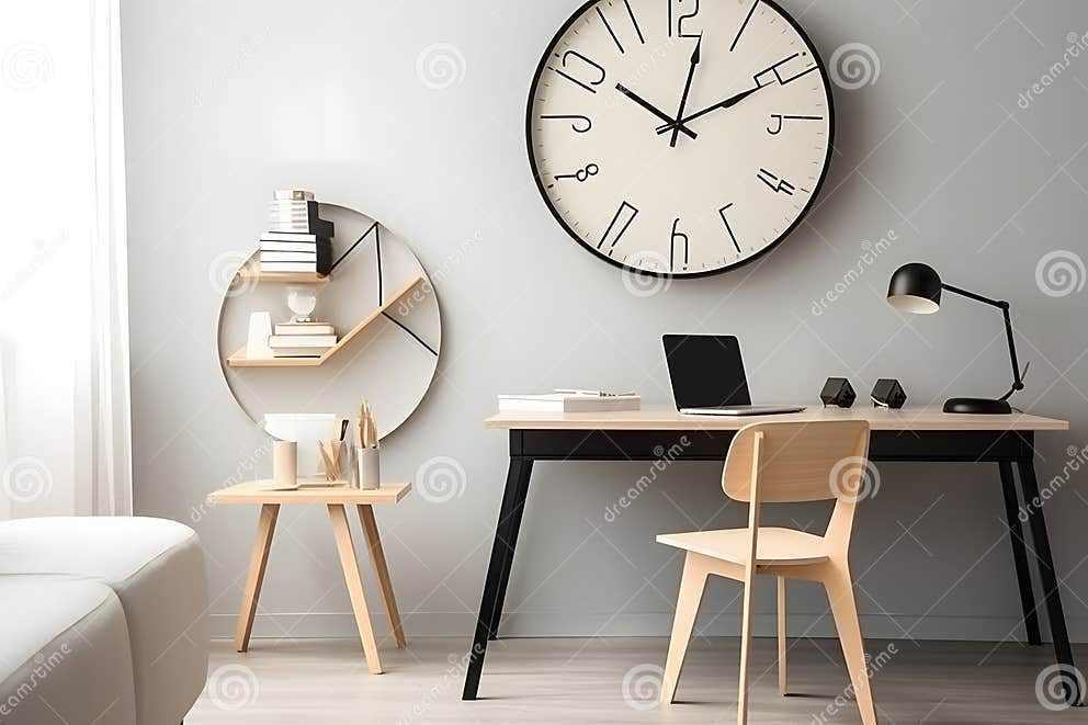 Bright and Airy Study Room with an Empty Wall Featuring a Modern Wall ...
