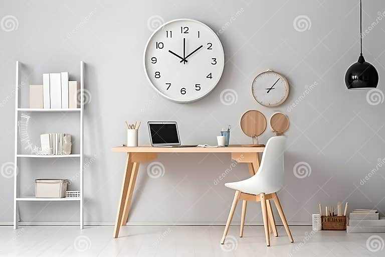 Bright and Airy Study Room with an Empty Wall Featuring a Modern Wall ...