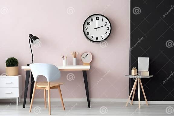 Bright and Airy Study Room with an Empty Wall Featuring a Modern Wall ...