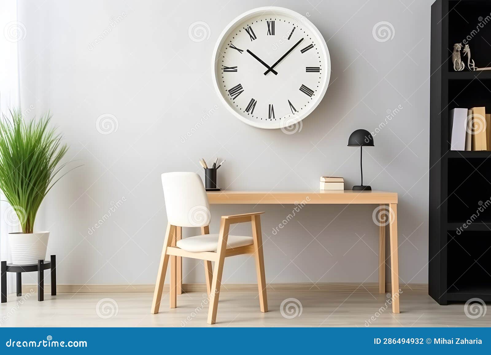 Bright and Airy Study Room with an Empty Wall Featuring a Modern Wall ...