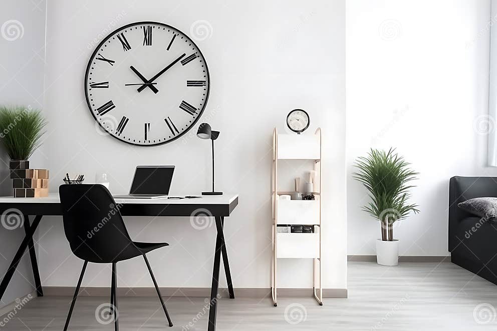 Bright and Airy Study Room with an Empty Wall Featuring a Modern Wall ...