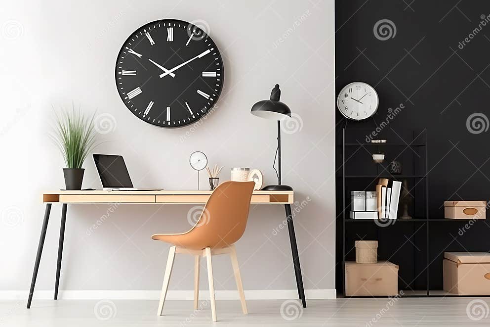 Bright and Airy Study Room with an Empty Wall Featuring a Modern Wall ...