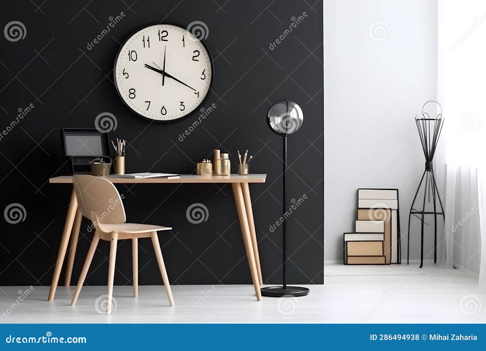 Bright and Airy Study Room with an Empty Wall Featuring a Modern Wall ...