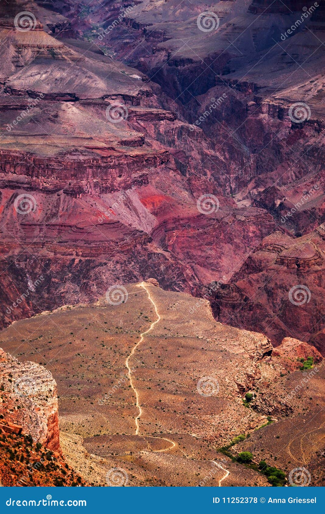 Bright Angel Trail from Grand Canyon Edge Stock Photo - Image of cliff ...