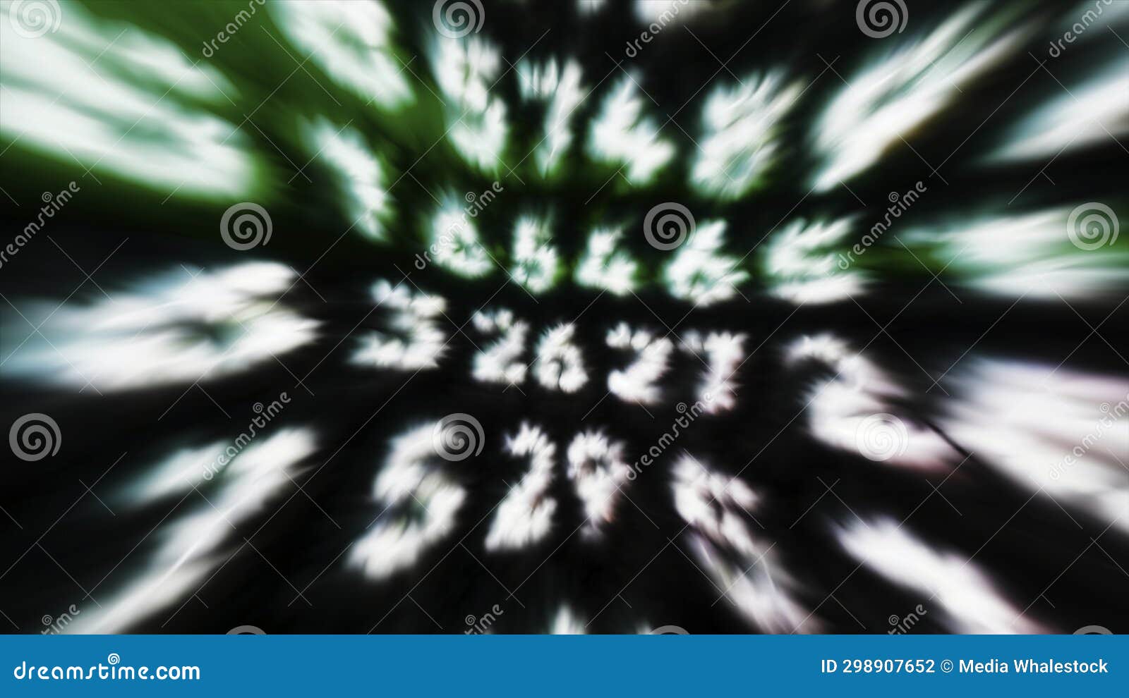 Bright Appearing Numbers in Virtual Space. Motion. Bright Glowing ...
