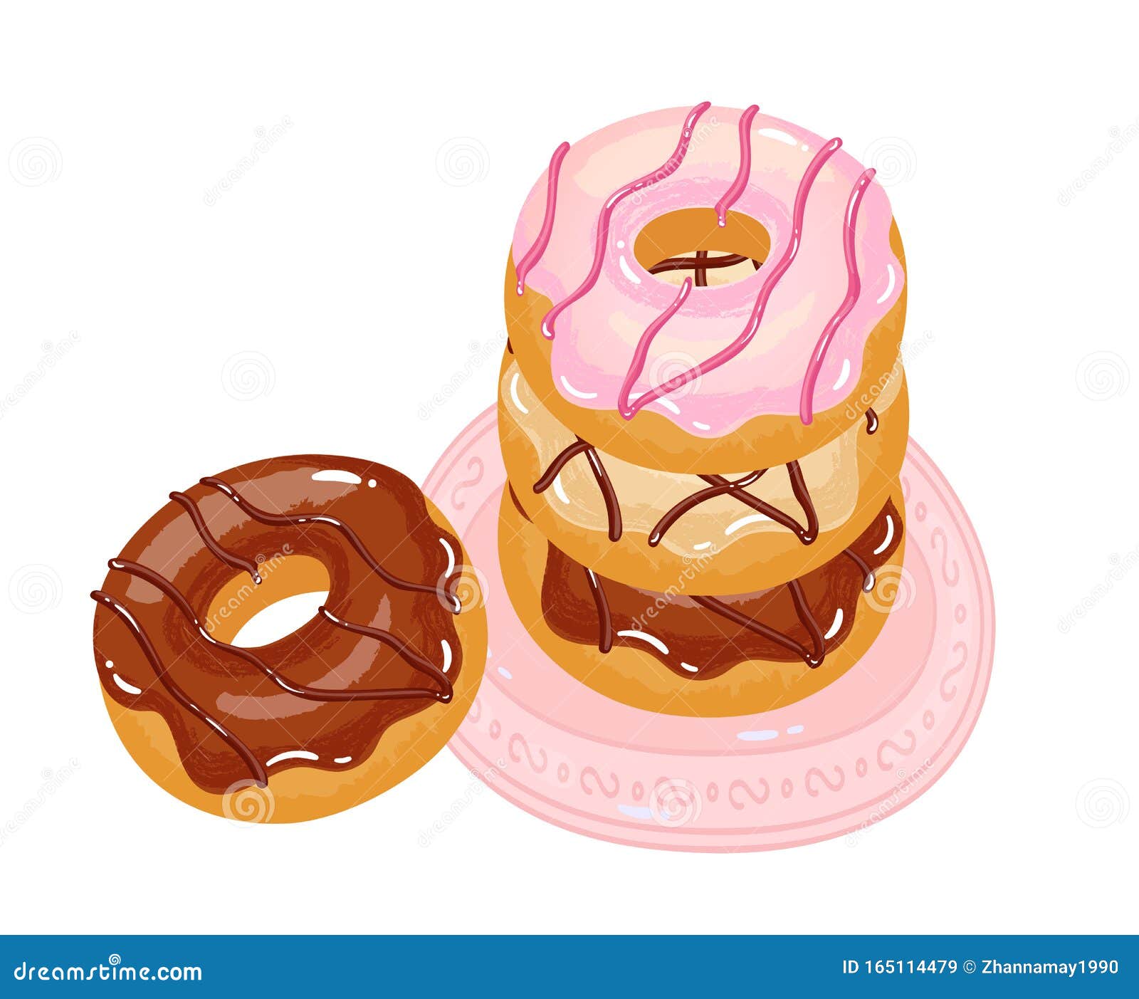 Bright Appetizing Donuts with Glaze and Sprinkling on a Plate Stock ...