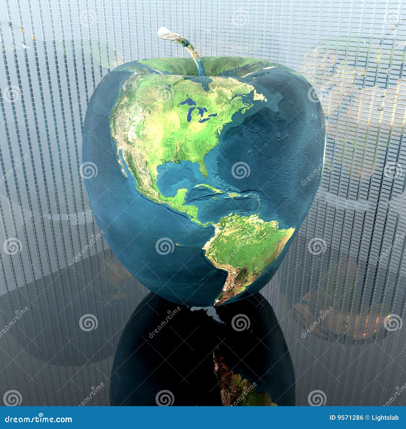 Bright Apple with Earth Texture Stock Illustration - Illustration of ...