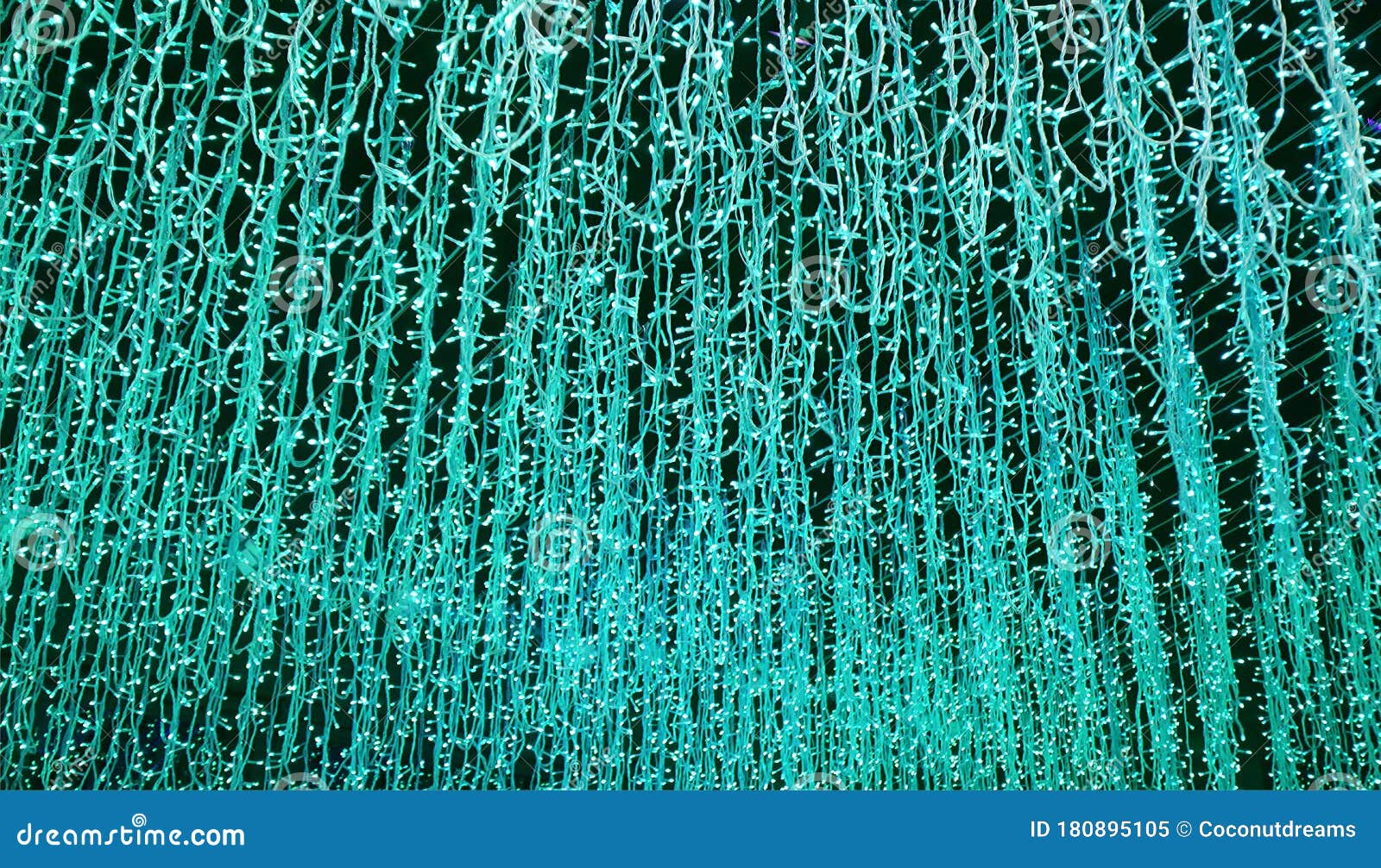 Bright Aqua Blue Illuminated Ceiling String Lights for Background Stock ...