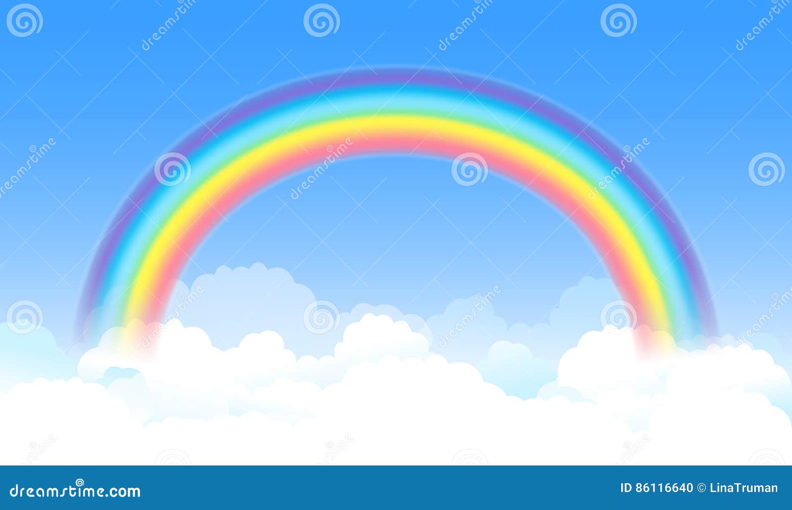 Bright Arched Rainbow With Soft Fluffy Clouds Vector Set Royalty-Free ...