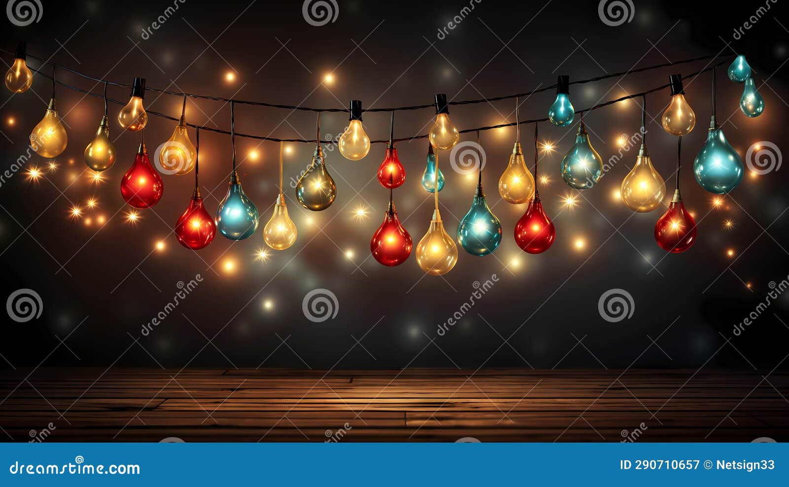 String of Lights with Colorful Lights Stock Illustration - Illustration ...