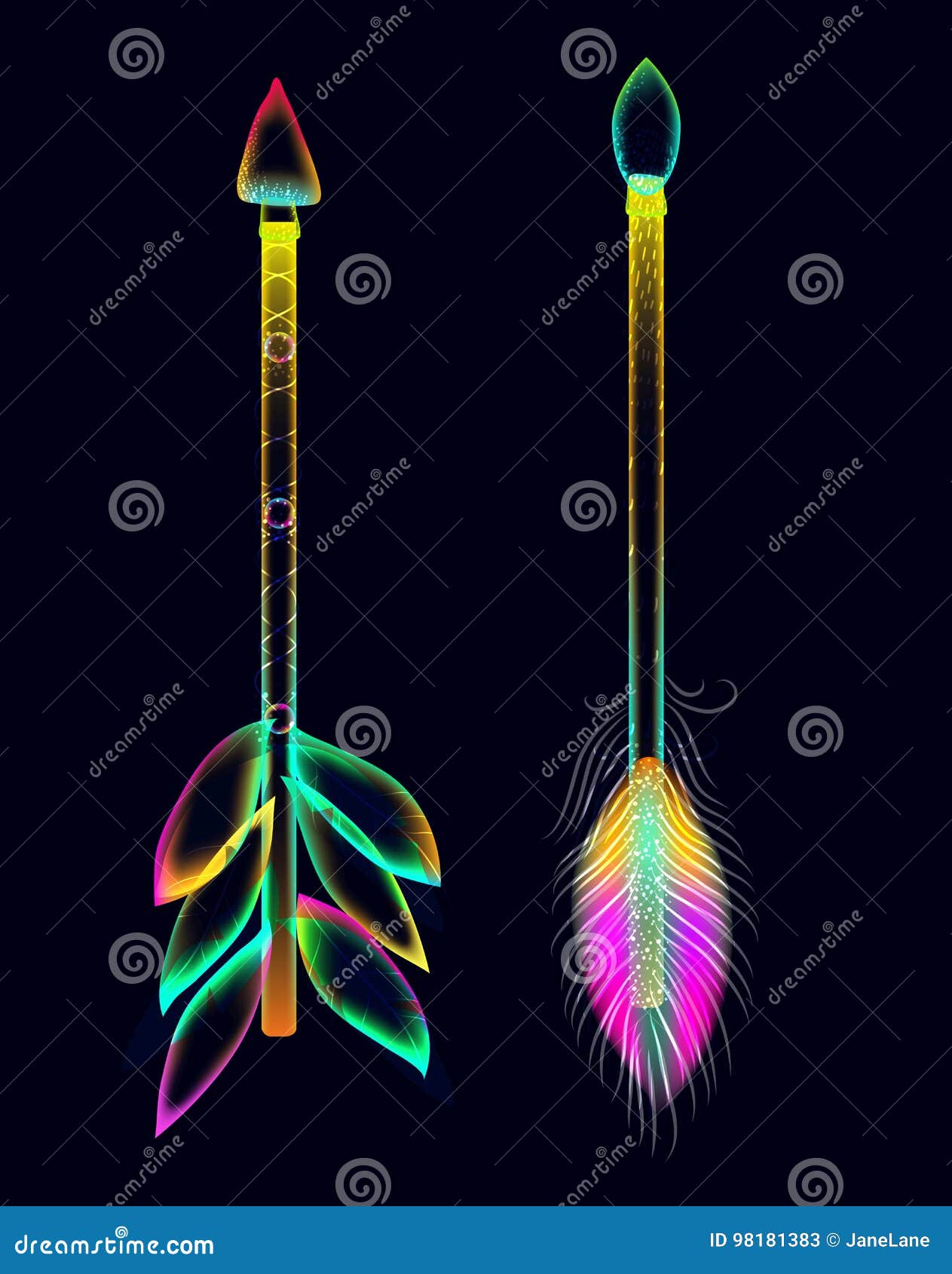 Bright arrows over dark stock vector. Illustration of graphic - 98181383
