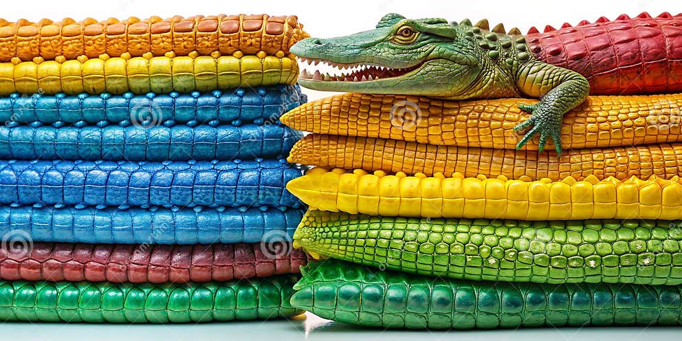 A Bright Assorted Stack of Swamp Crocodile the Summer Collection AI ...