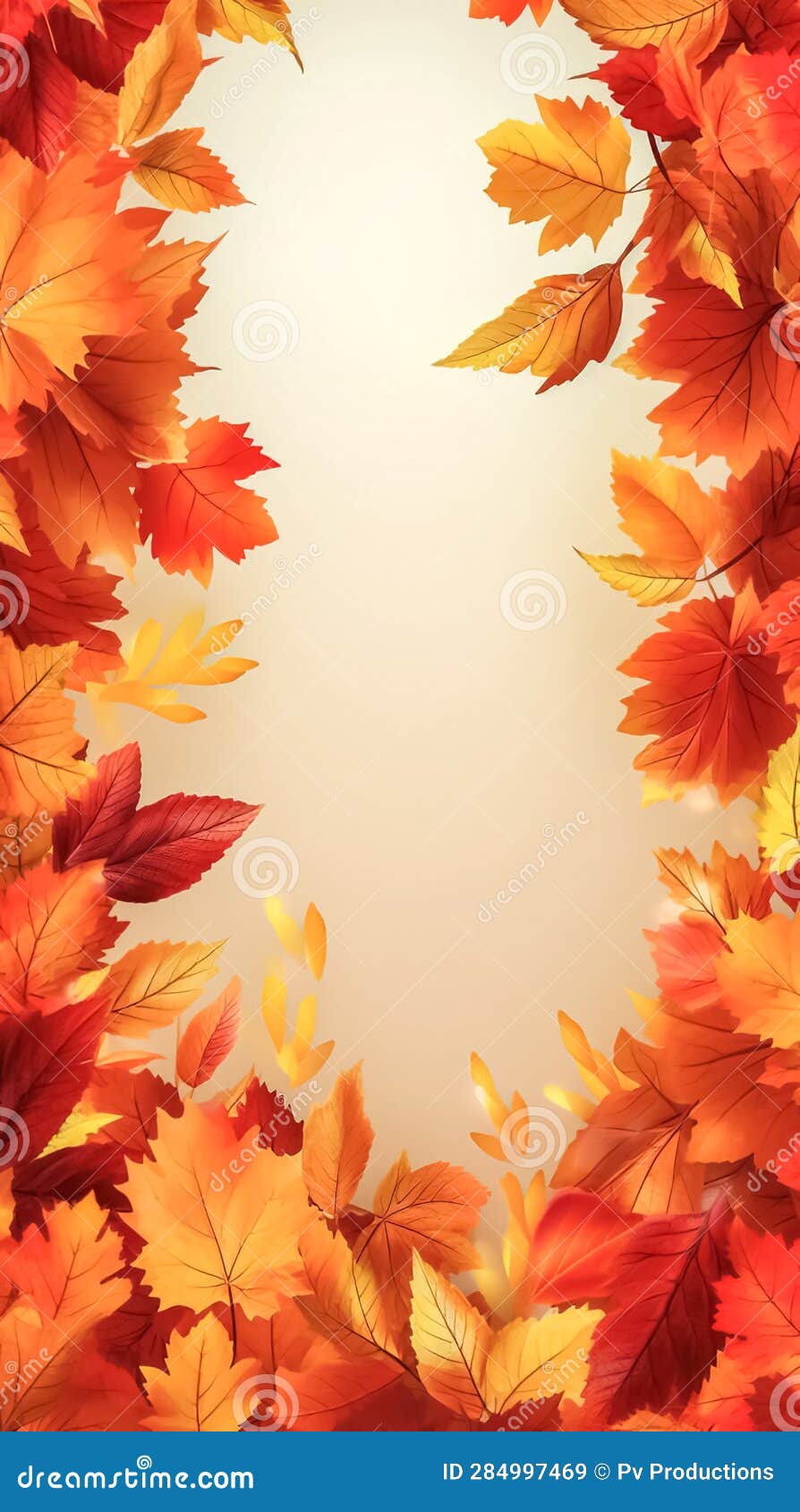 Bright Autumn Leaves on a Light Background, Generative AI. Stock ...