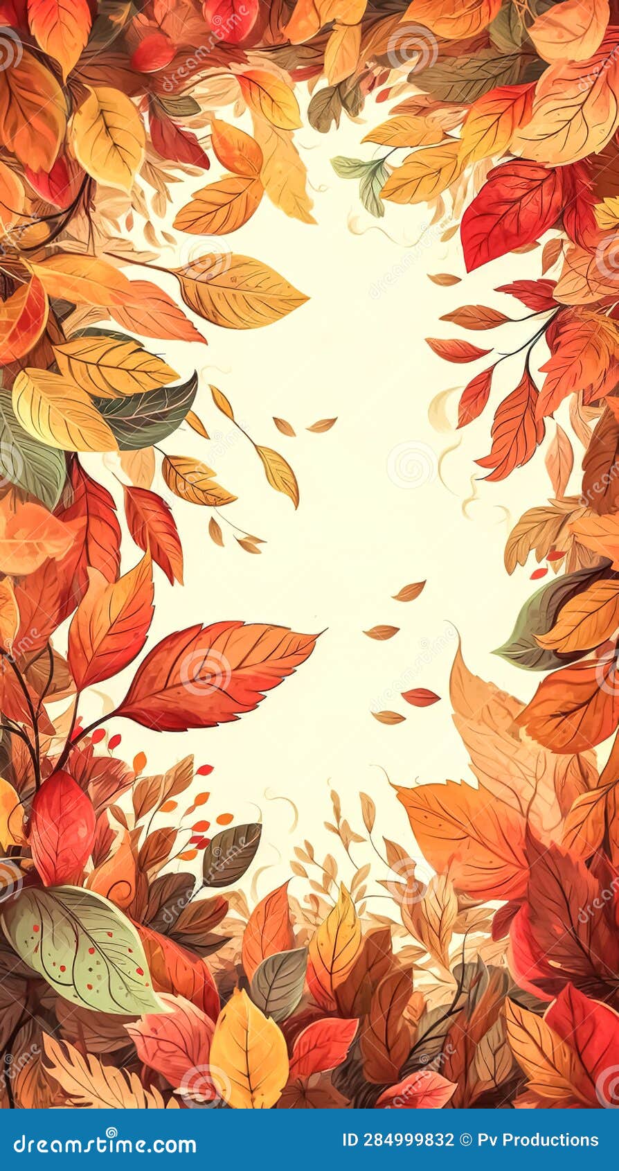 Bright Autumn Leaves on a Light Background, Generative AI. Stock ...