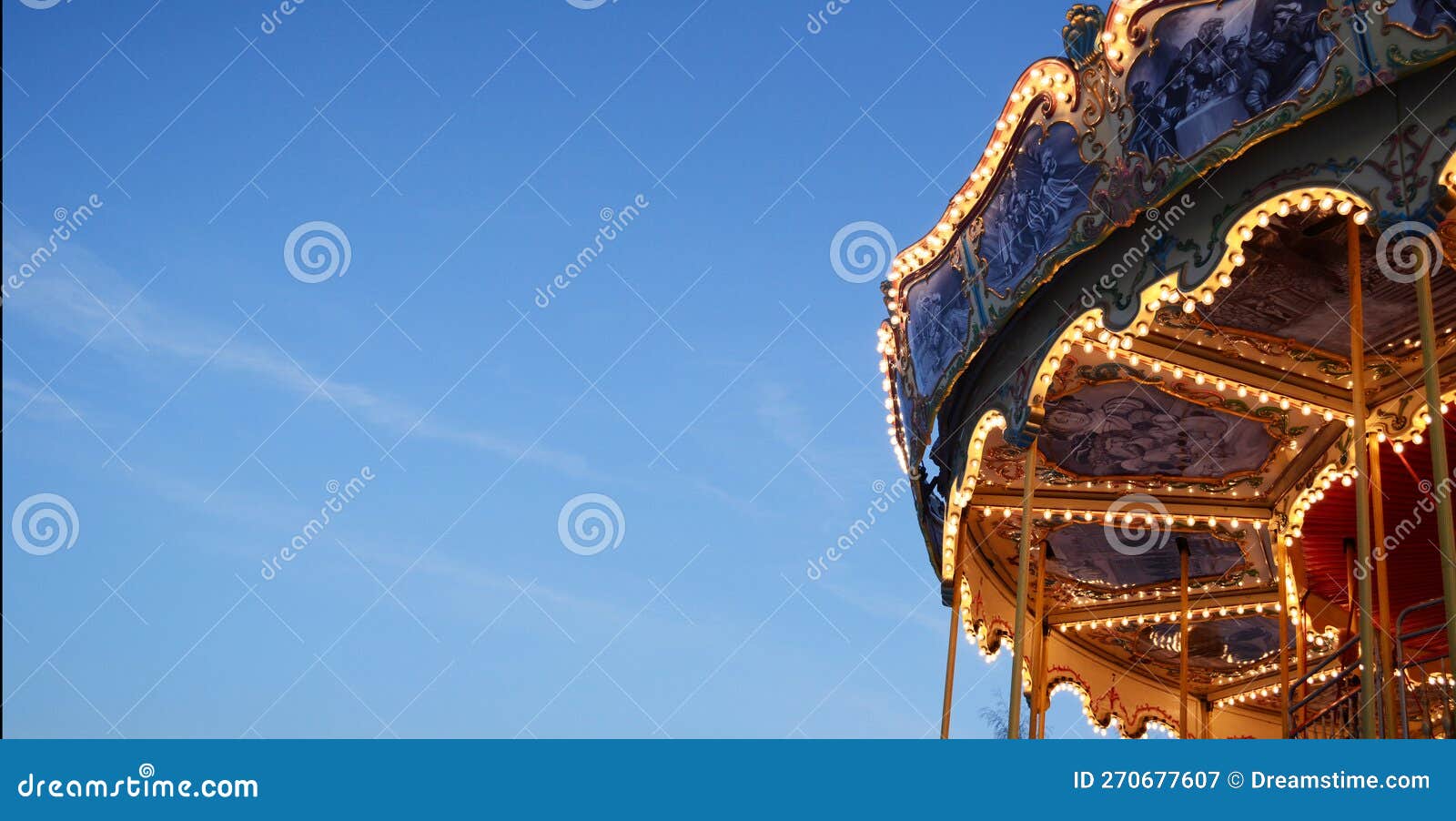 Bright Background, Banner Sky and Carousel, Amusement Park Stock Image ...