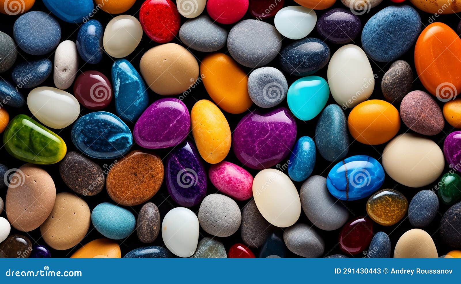 Bright Background of Colored Stones. River Pebbles. 3d Render. Stock ...
