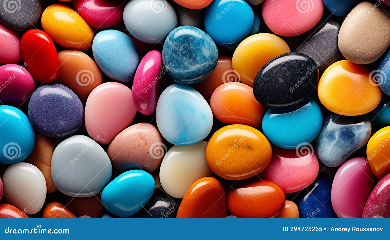 Bright Background of Colored Stones. River Pebbles. 3d Render. Stock ...