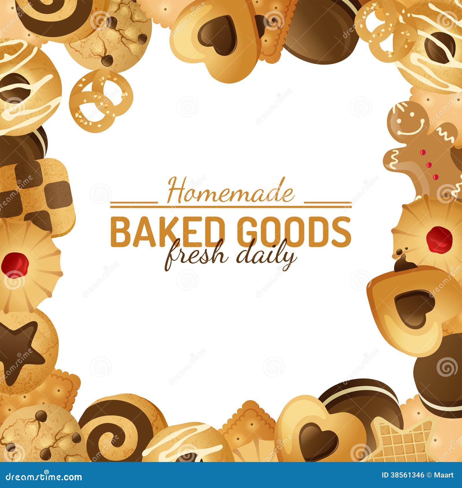 Bright Background with Cookies Stock Vector - Illustration of ...