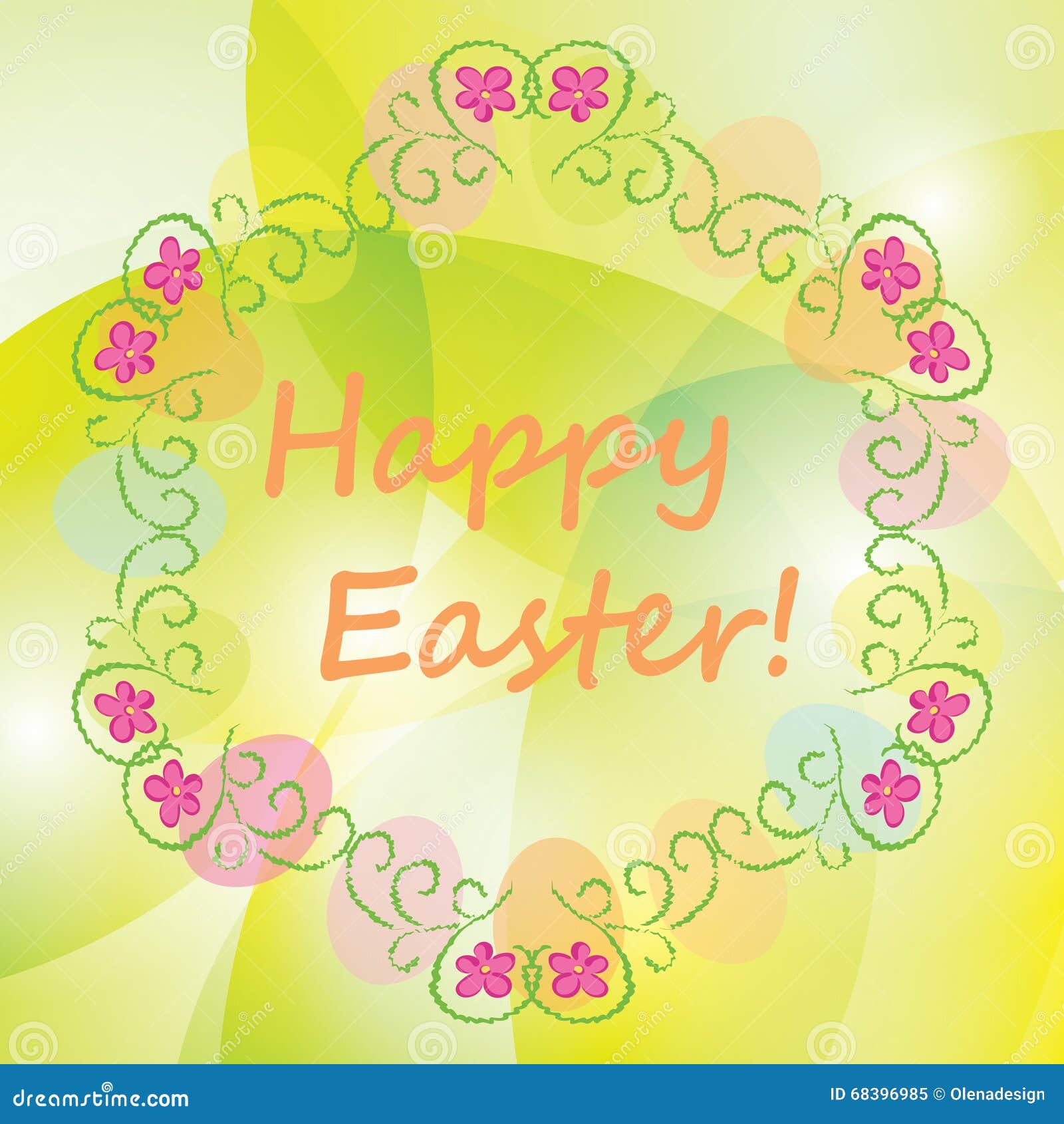 Bright Background with Floral Ornament - Vector Happy Easter Stock ...