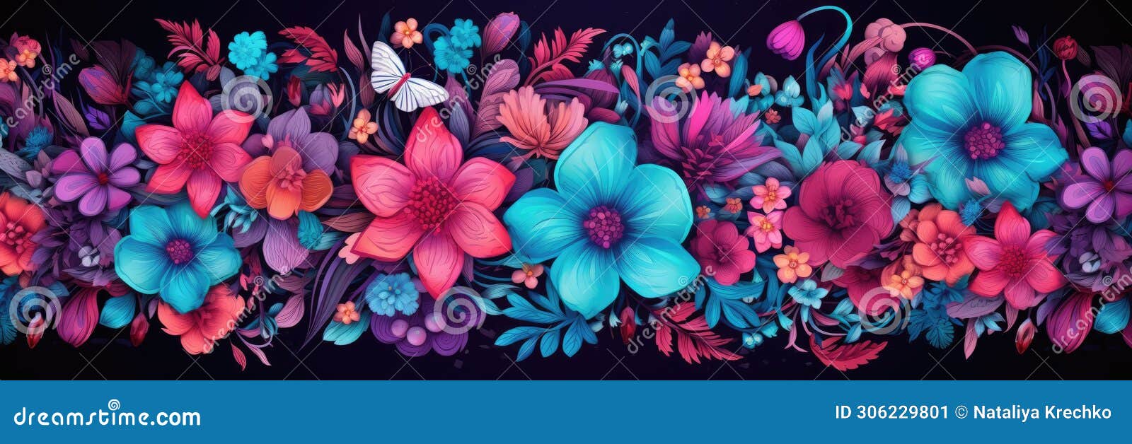 Bright Background with a Floral Pattern. Wide Format Banner Stock Image ...