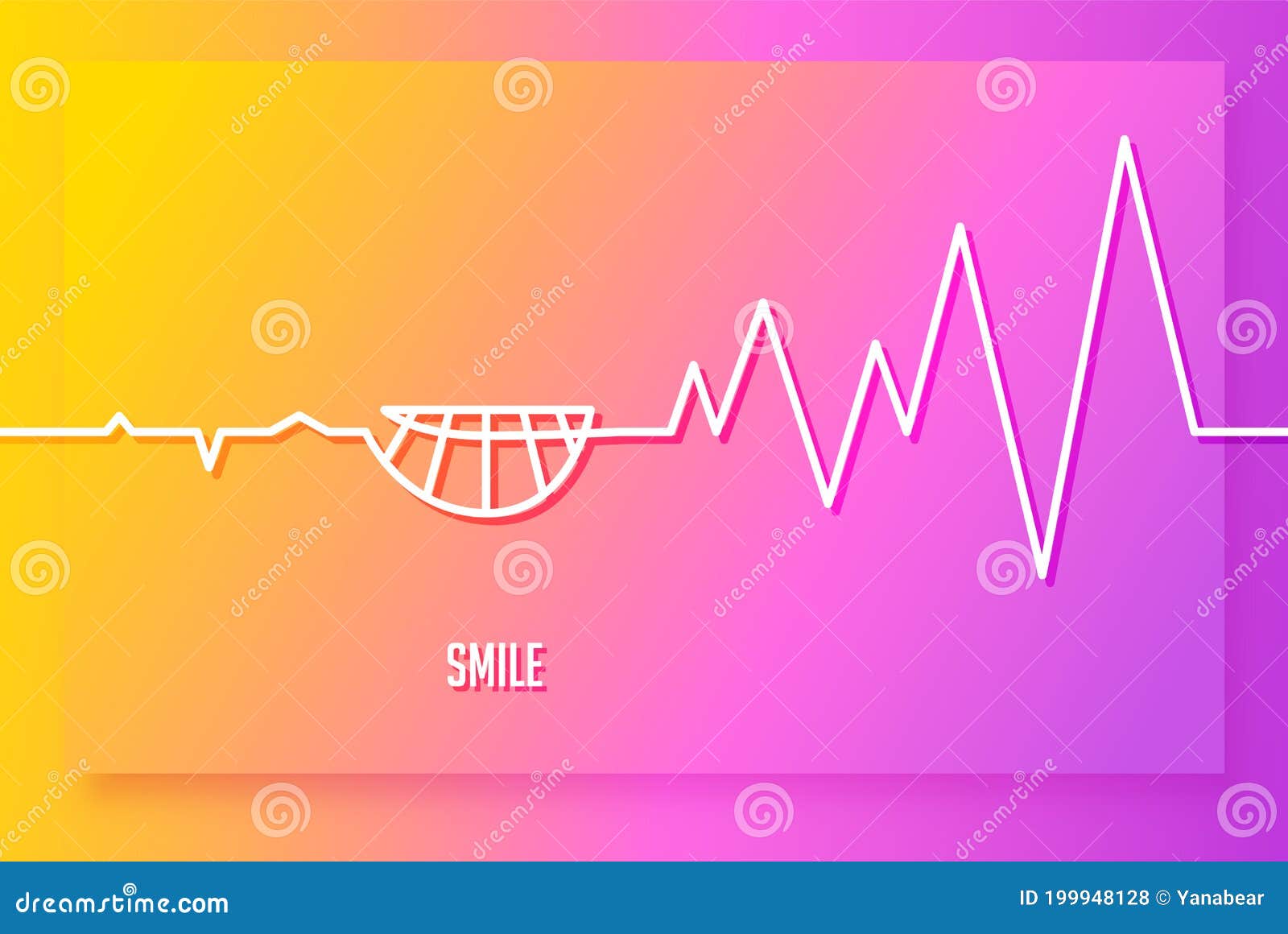Bright Background with Increasing Pulse and a Happy Smile in a Linear ...