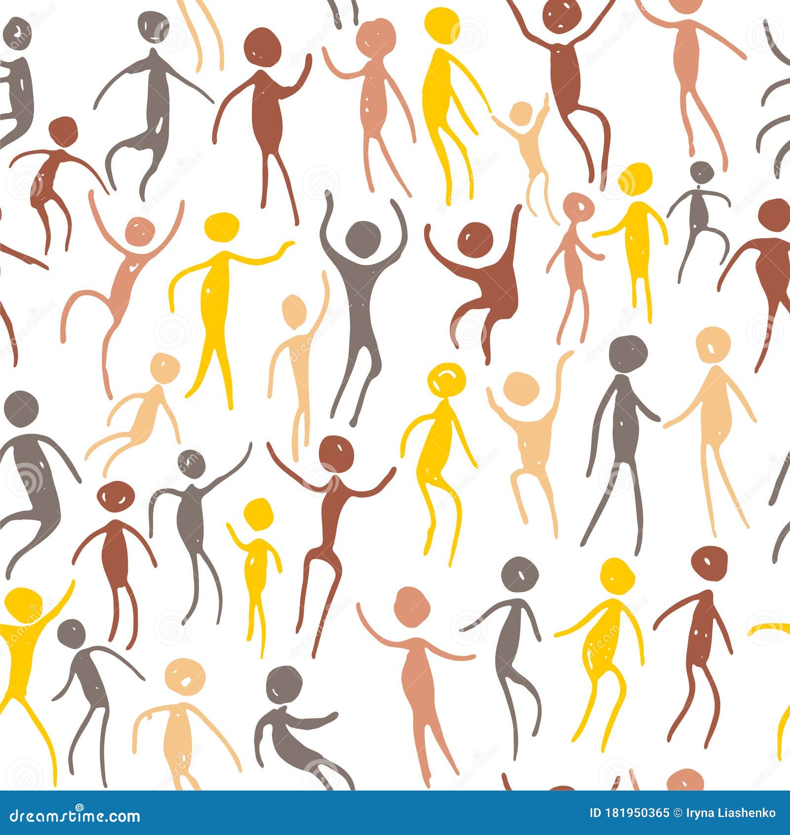 Bright Background with Painted Human Figures. Seamless Pattern People ...