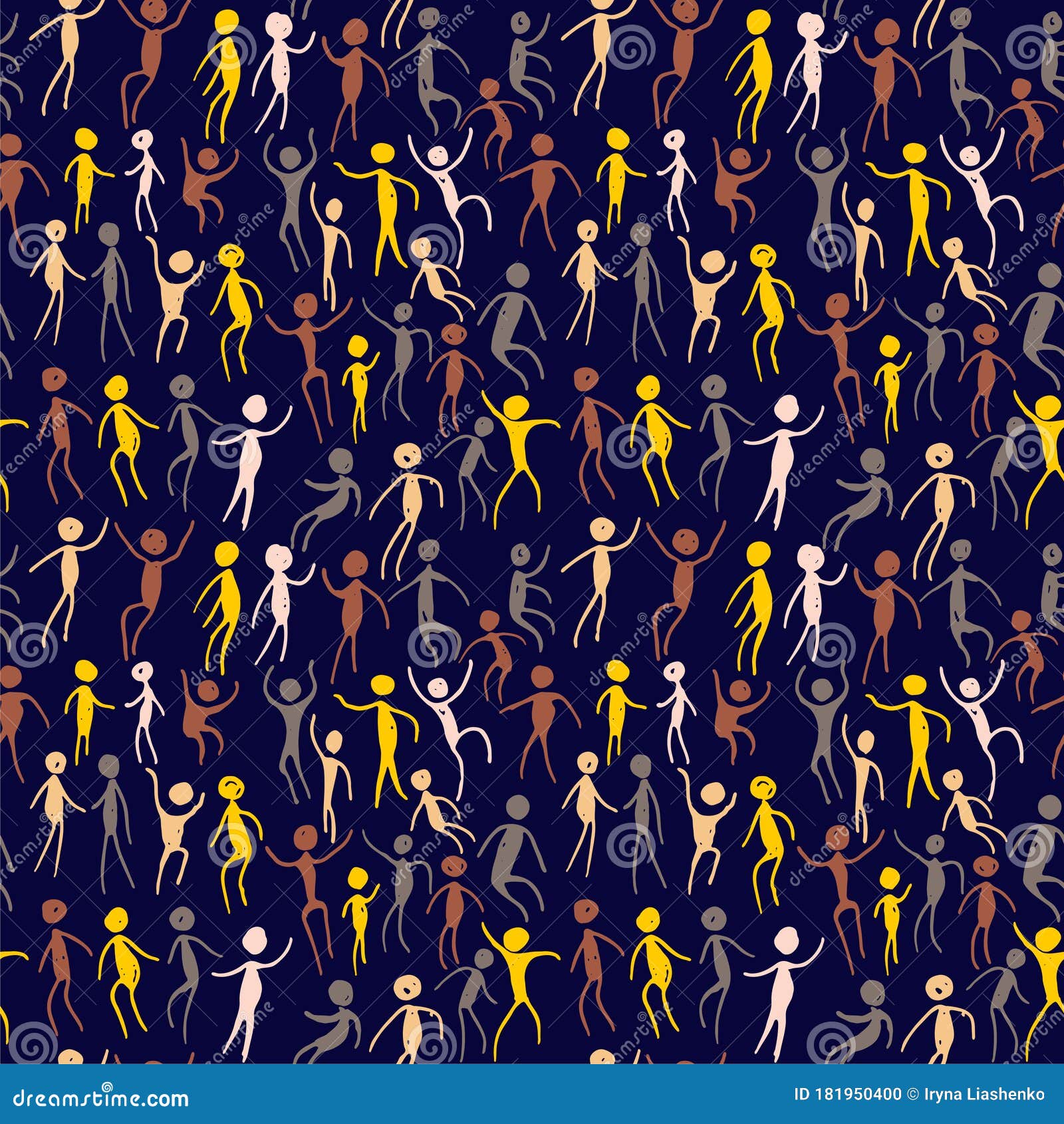 Bright Background with Painted Human Figures. Seamless Pattern People ...