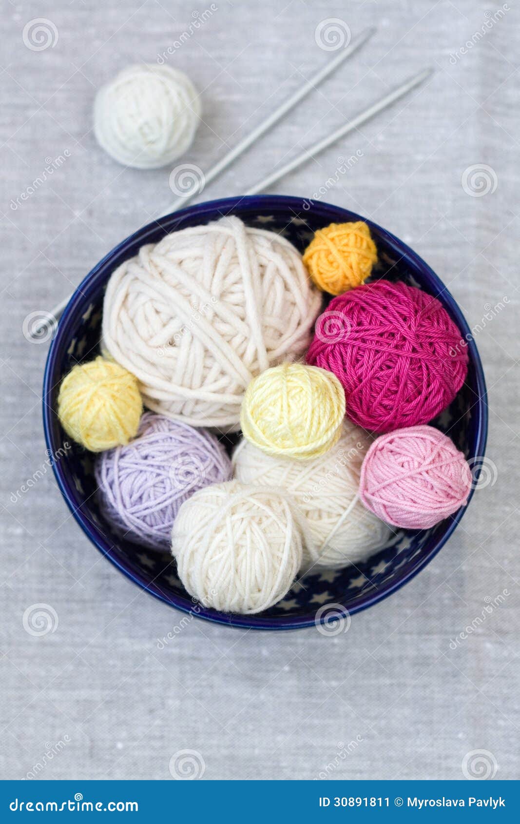 Bright Balls of Yarn and Knitting Needles Stock Image - Image of beauty ...