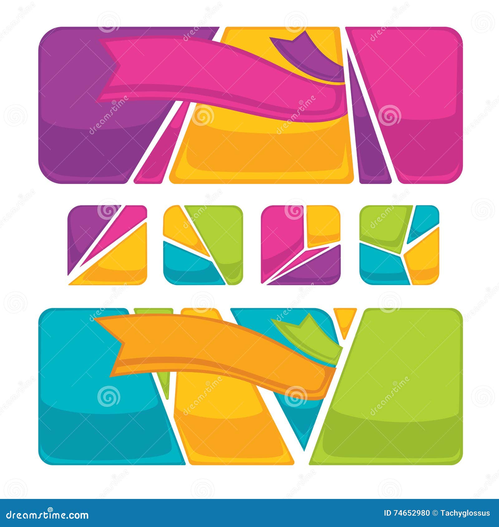 Bright banners stock vector. Illustration of bright, button - 74652980