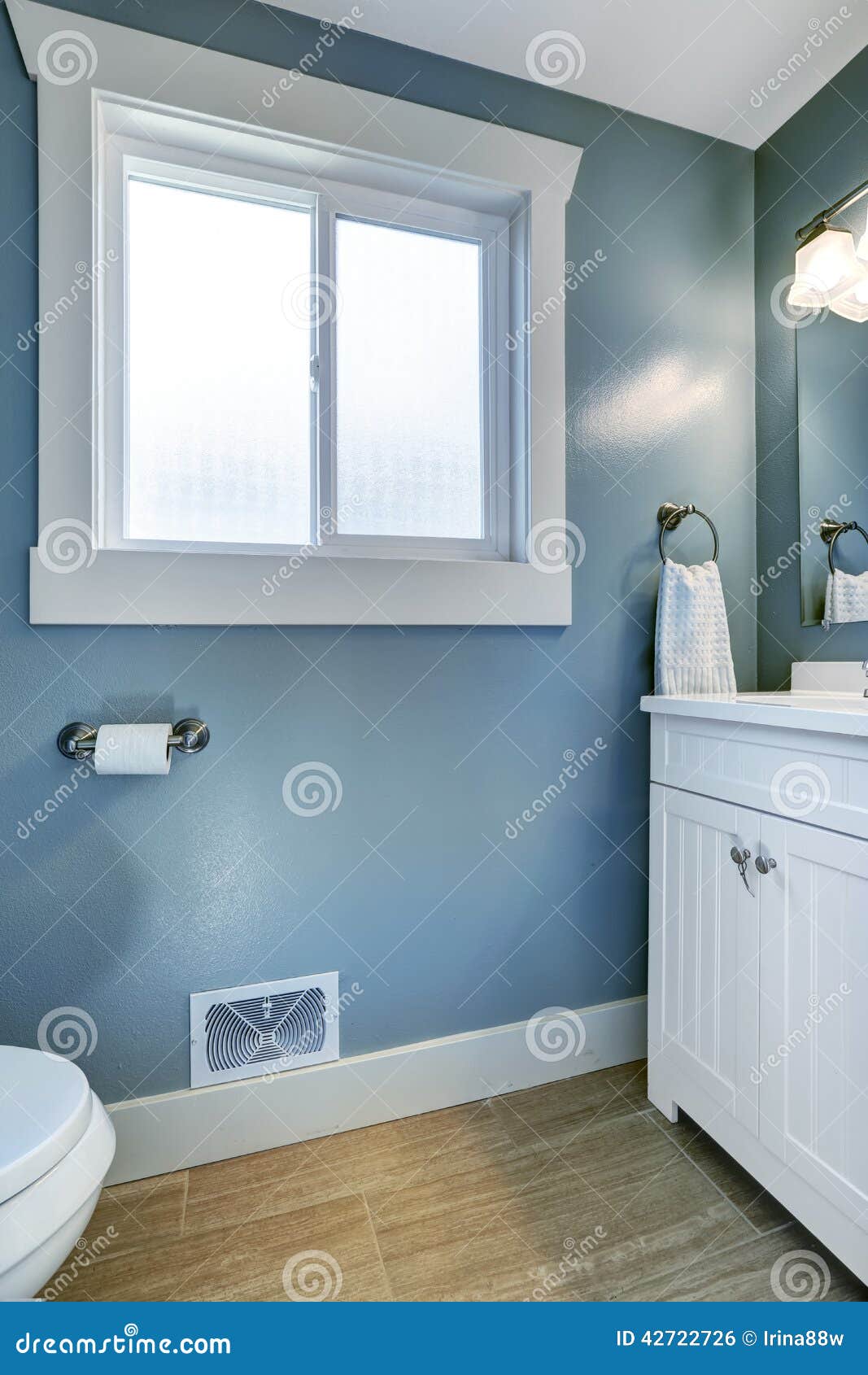 Bright Bathroom in Light Blue Stock Photo - Image of blue, real: 42722726