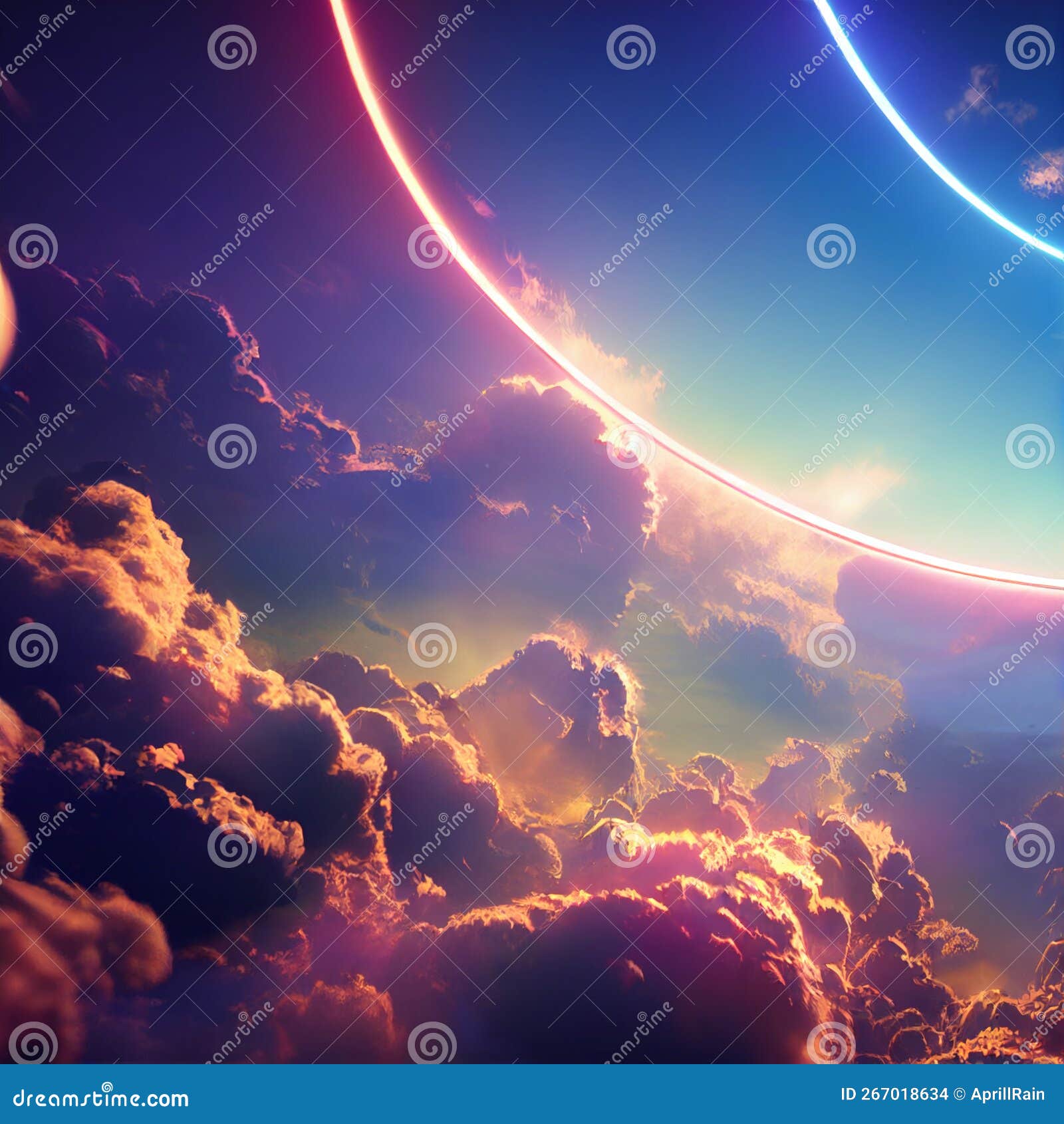 Bright Beams of Light on the Sky with Clouds, a Strong Source of Light ...