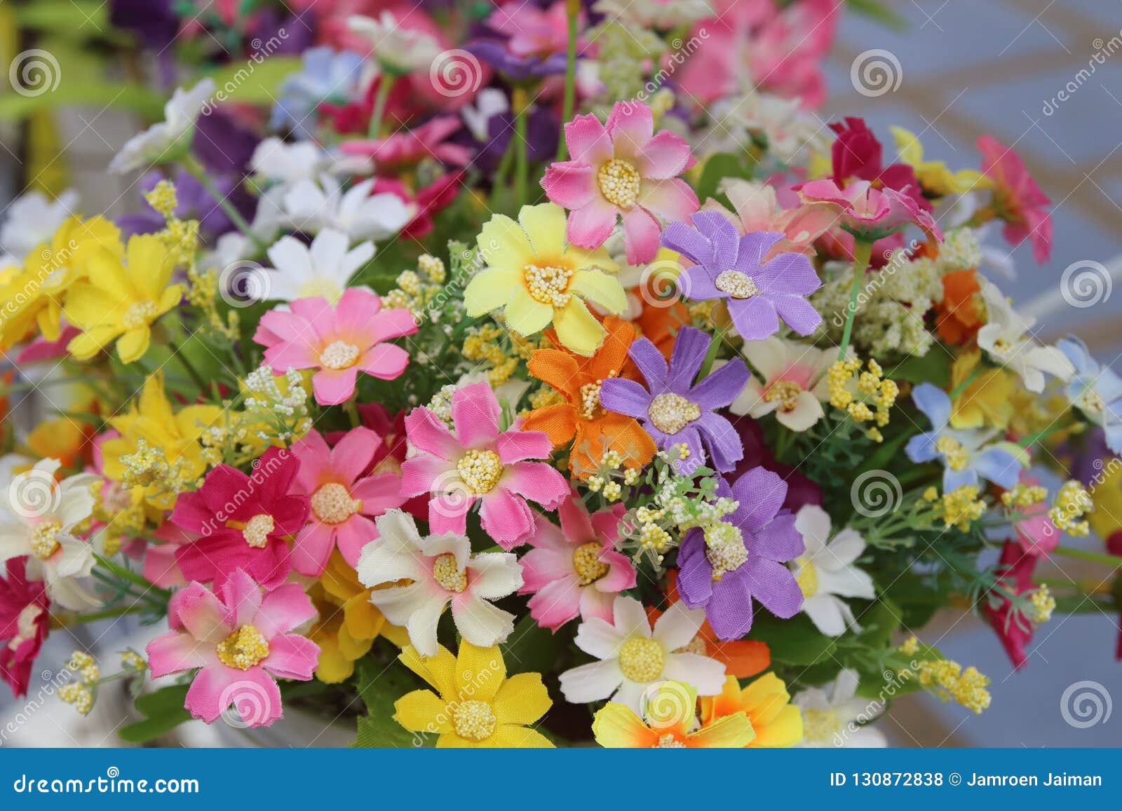 Bright and Beautiful Colors of Plastic Flowers Stock Photo - Image of ...