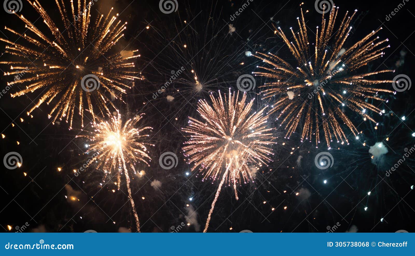 Bright Beautiful Epic Fireworks on Black Background Stock Photo - Image ...