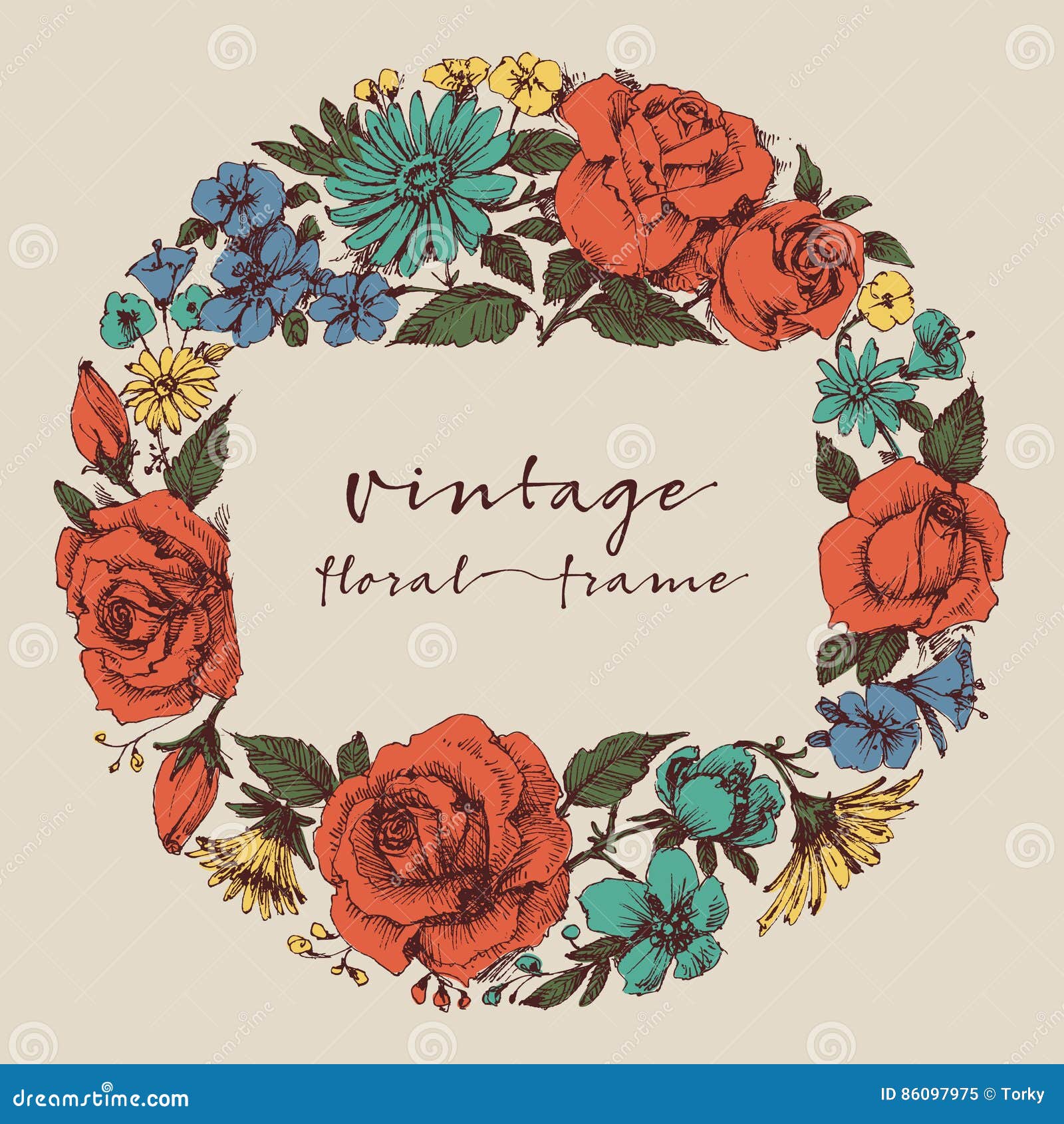 Bright Beautiful Floral Frame with Space for Text Stock Vector ...