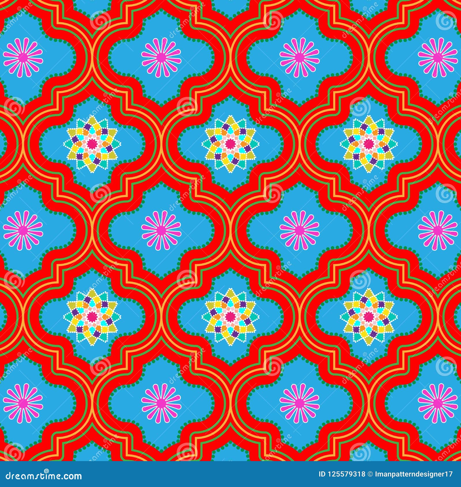 Morocco Red Floral Arch Vector Illustration | CartoonDealer.com #68365132