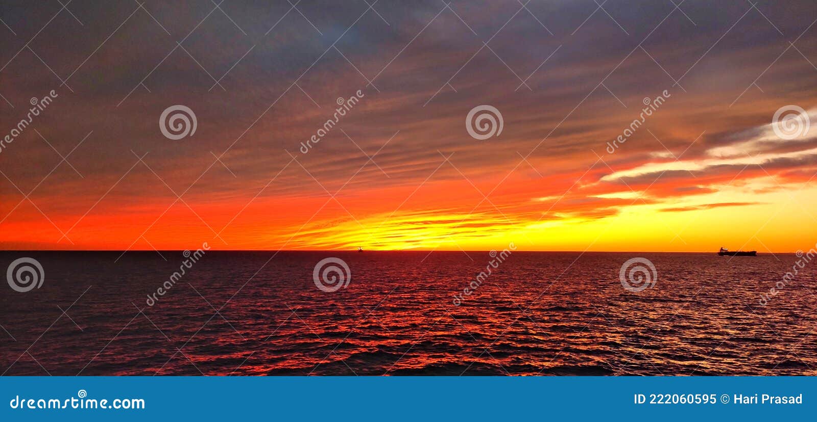 Bright Beautiful Sunset in the Open Ocean Stock Image - Image of coast ...
