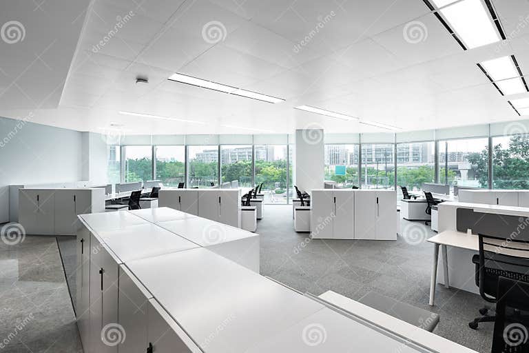Bright Big Modern Office Space Stock Photo - Image of design, work ...