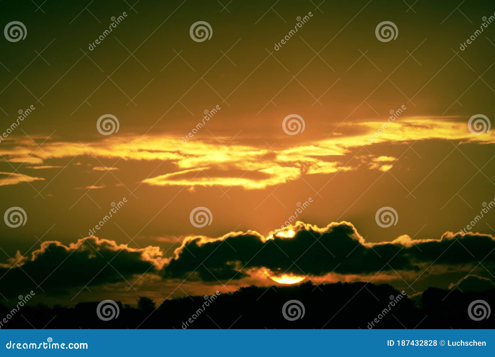 Bright Big Sun on the Sky with Clouds Stock Photo - Image of sunset ...
